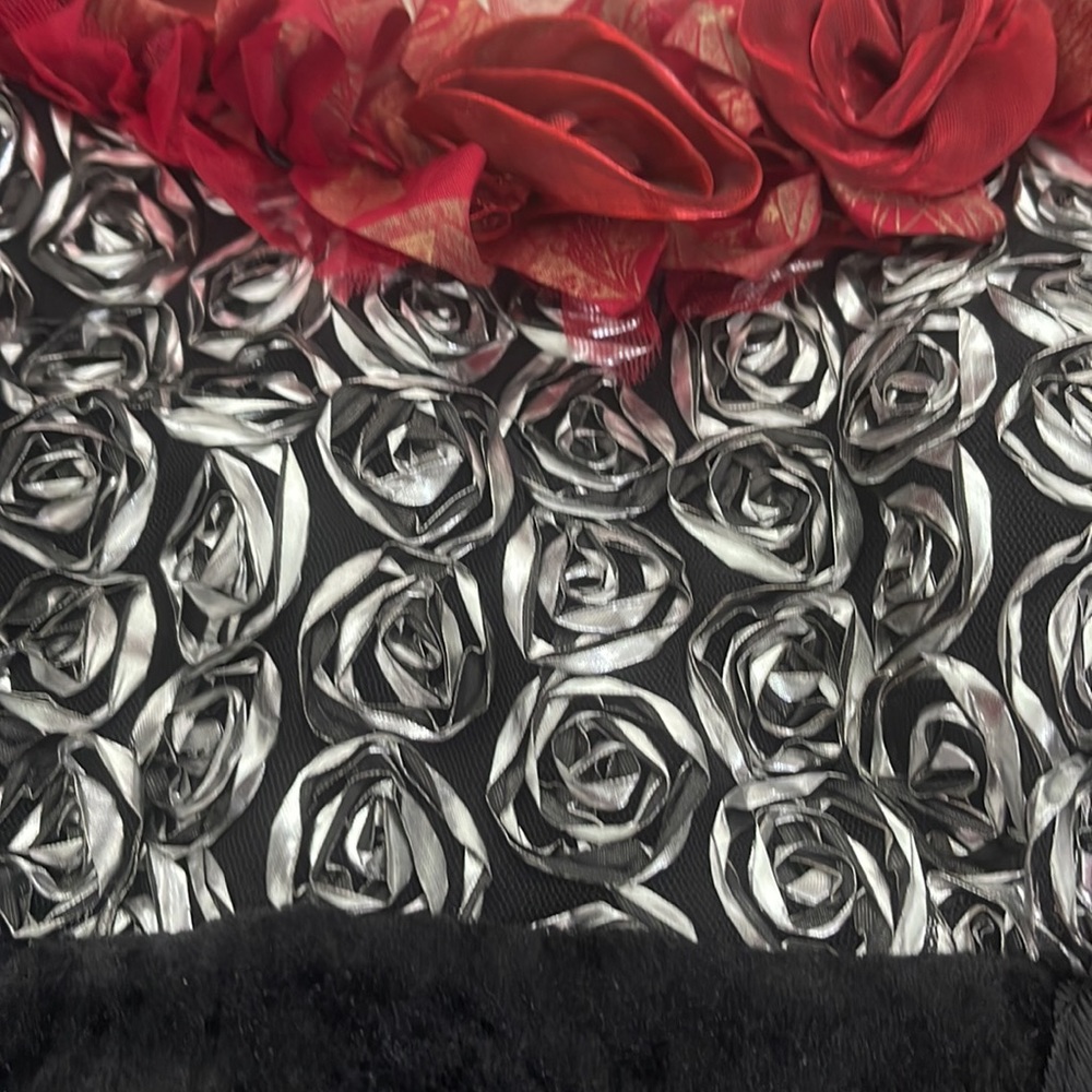 Super Cute Silver/ Red Roses, Costume Womens Mini Dre… - Gem